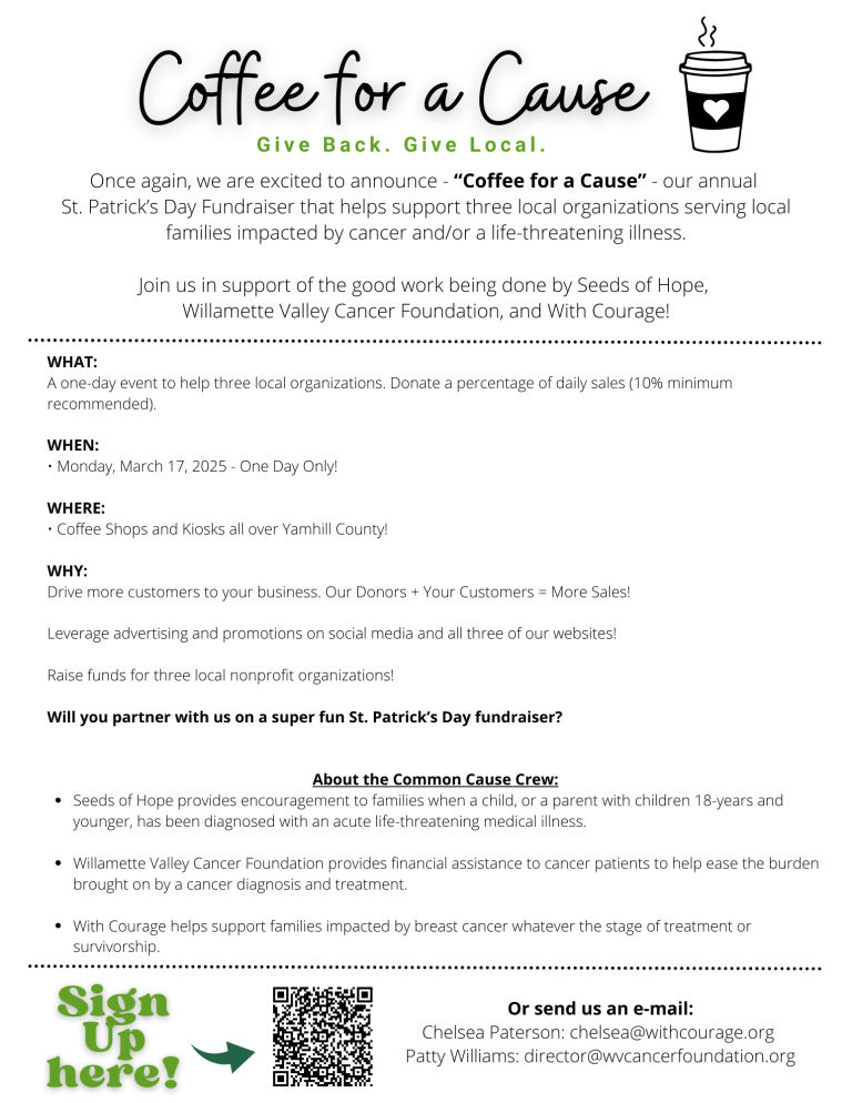 Coffee for a Cause - Willamette Valley Cancer Foundation